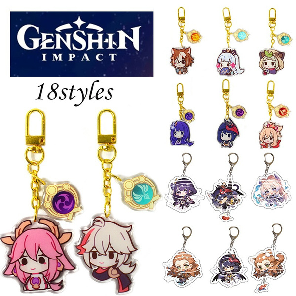 Game Genshin Impact Key Chains Morax Klee Cosplay Two-Sided Keychain ...