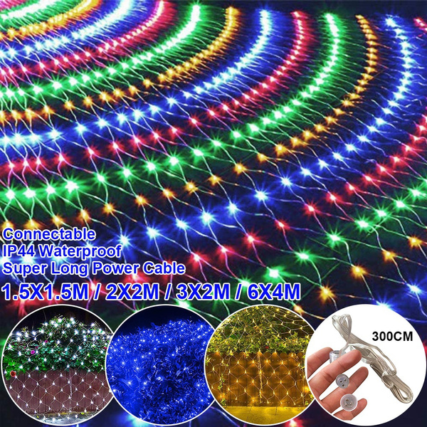 LED Net Light 1.5x1.5M/2x2M/3x2M Waterproof 8 Lighting Modes ...