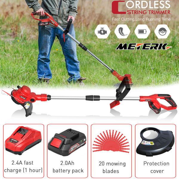 METERK 20V Cordless 10Inch Grass Trimmer Upgraded Grass Cutting Blade ...