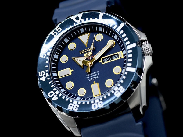 Seiko 5 Automatic Navy Blue Monster Resin 100M Sport Watch SRP605K2, | Wish