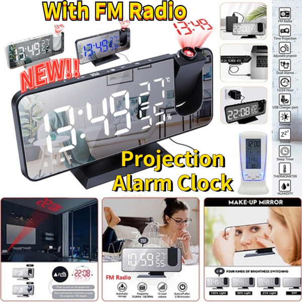 NEW Upgraded Projection Alarm Clock Weather Station with FM Radio Time ...