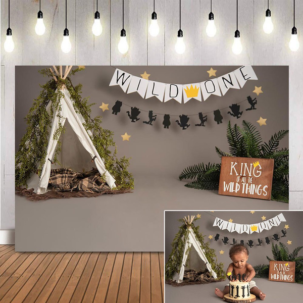 Wild One Adventure Theme Birthday Portrait Backdrop Tent Kings for All ...