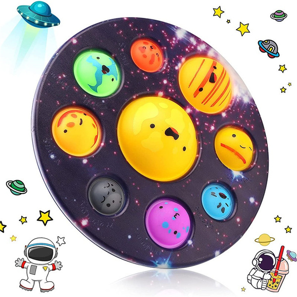 8 Planet Bubble Push Fidget Popper Toys Planet ADHD Sensory Toy Stress ...