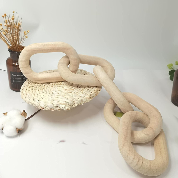 Decorative Wood Chain Link Decorations for Home Boho Hand Carved Modern ...