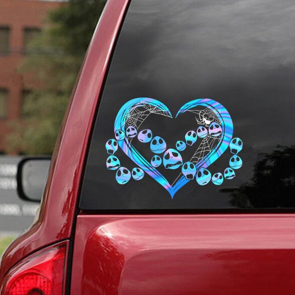 Jack Skellington Nightmares Heart Shaped Halloween Car Decal, Halloween ...