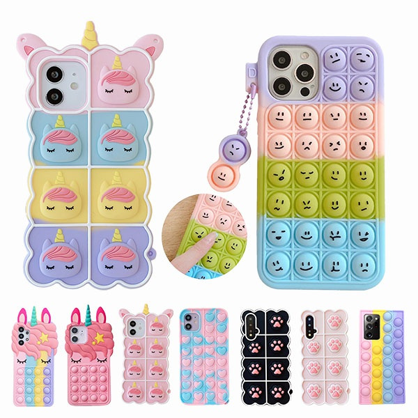 Cartoon Fidget Toys Phone Case for Iphone 13 12 Pro Max Pop Push Bubble ...