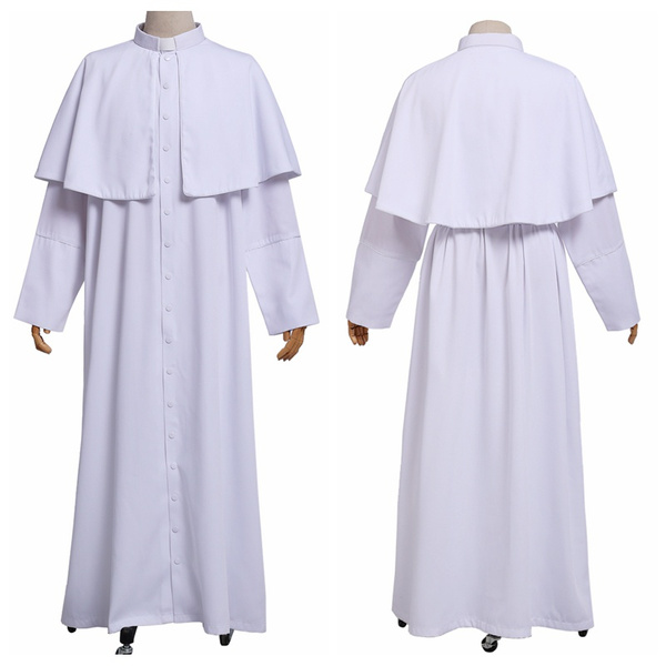 BLESSUME Roman Clergy Men White Soutane Cassock Adult Medieval Priest ...