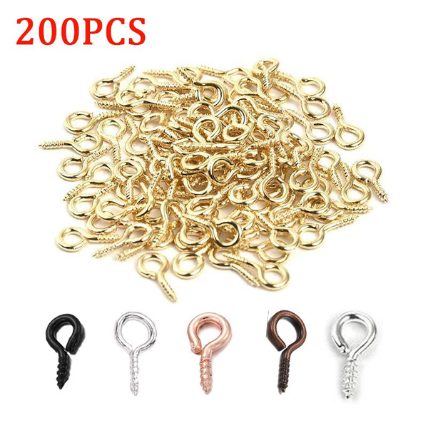 200pcs/pack Mini Screw Eye Pins Small Tiny Eyepins Gold Silver Threaded ...