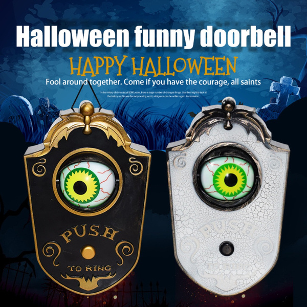 Creepy Halloween Doorbell Decoration Luminous Sounding Eyeball Doorbell ...