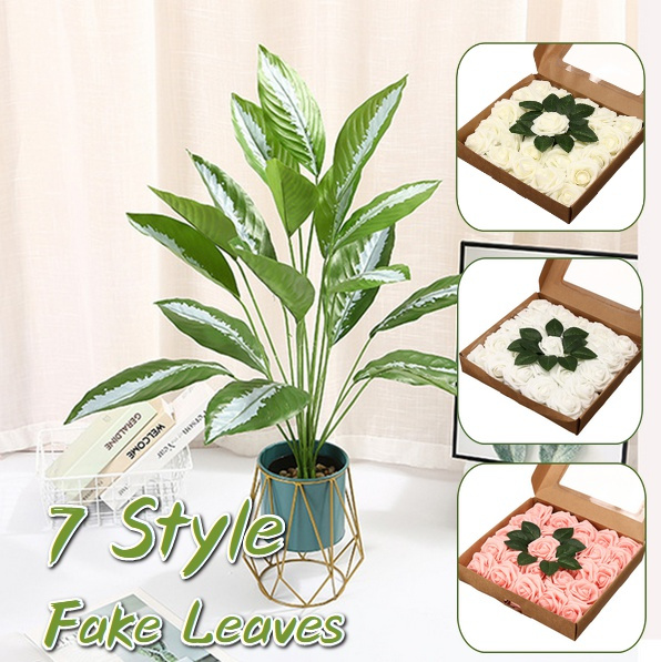 28-31Inch, Artificial Palm Plants Banana Leaves Faux Turtle Leaf Fake ...