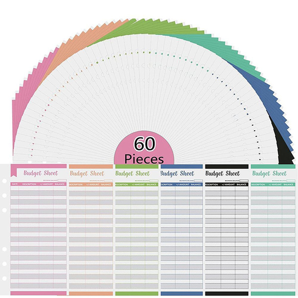 6 Holes Cash Envelopes Ledger Book Budget Tracker Sheets for Budgeting ...