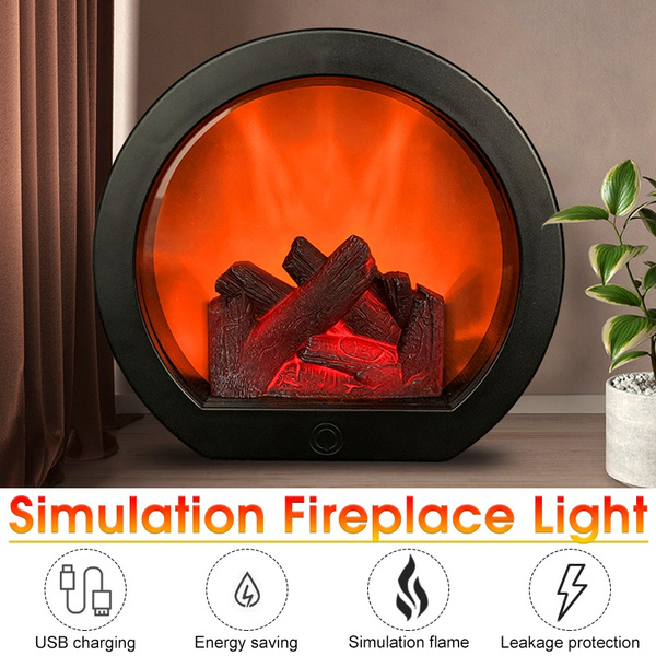 LED Simulation Fireplace Light Fireplace Flameless Log Fire Effect ...