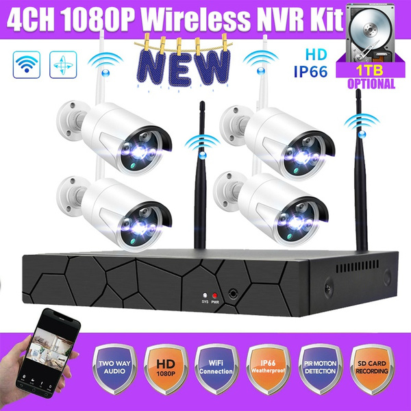 CAMECHO 8CH FHD 1080P Wireless NVR Kit P2P 4 Pcs 2MP HD Wireless CCTV ...