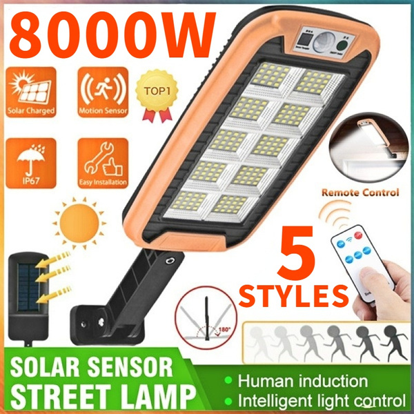 New Upgraded COB LED Solar Power Street Wall Lights Outdoor, 8000W ...