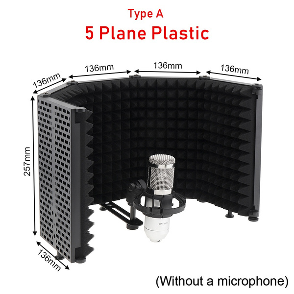 Plastic Microphone Isolation Shield 5-Panel Wind Screen Foldable ...