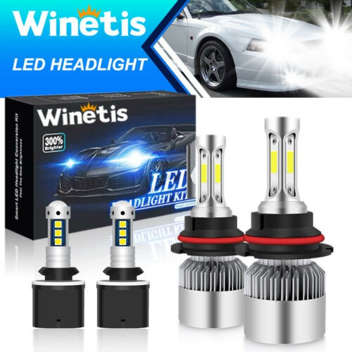4x LED Headlight Hi/Lo+Fog Light kit For Ford Mustang Gt Svt Cobra 1999 ...