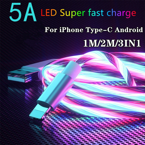 5 Colors Streamer Data Flowing LED Light Fast Charge Cable Suitable For ...