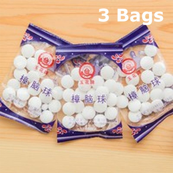 3 Bags Natural Camphor Ball Camphor White Mothballs Moth Ball Insect ...