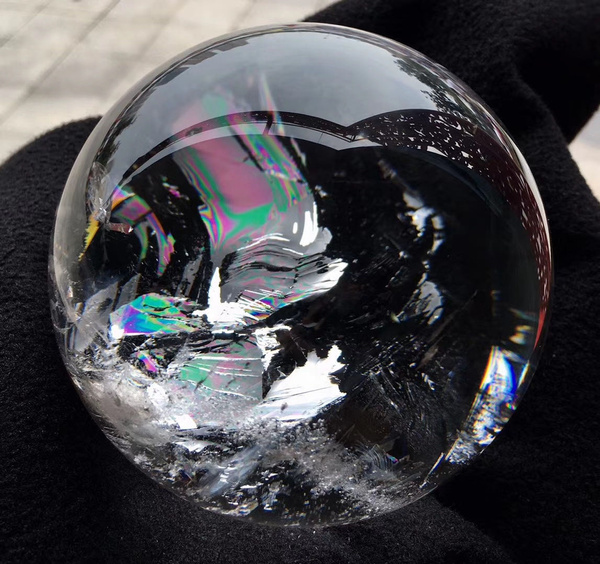 High Quality Natural Clear Crystal Quartz Sphere Ball Rainbow Crystal ...