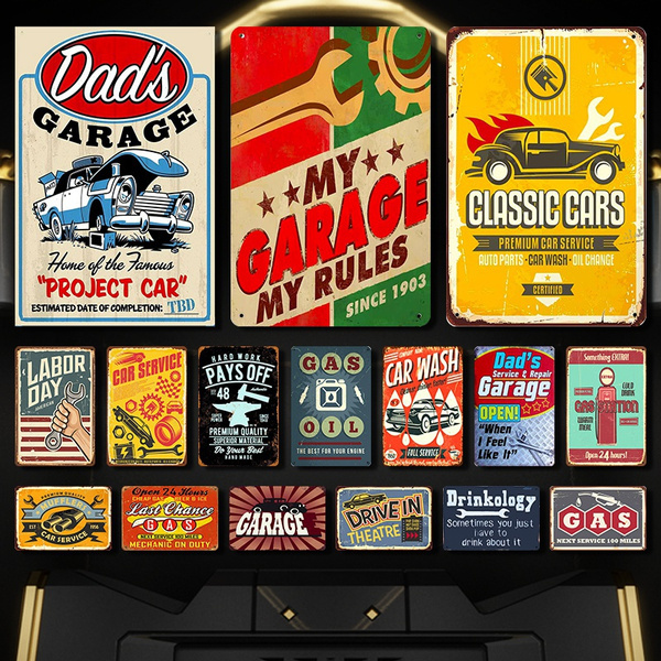 "My Garage My Rules" Garage Signs Retro Metal Tin Signs Garage Gas ...