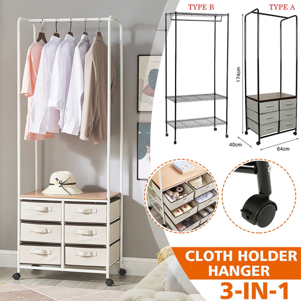 2 TYPES Hanger Floor Multifunction Coat Rack Removable Bedroom Clothes ...