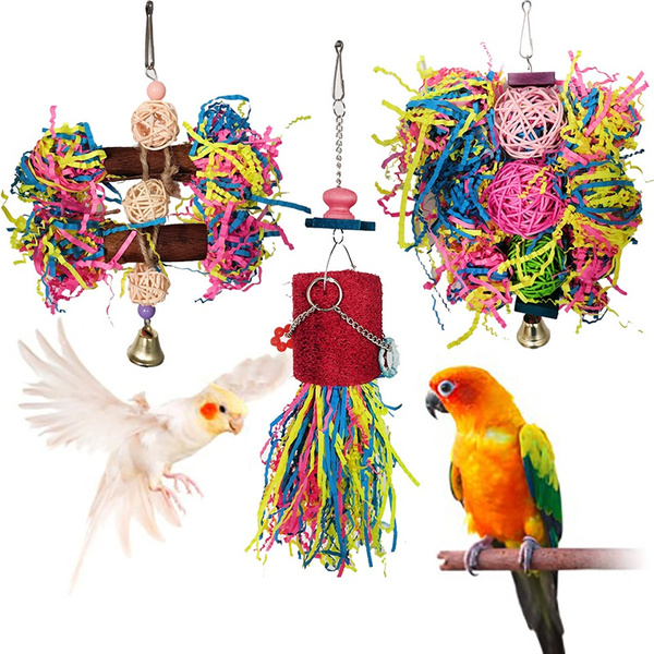 Bird Shredding Toys Parrots Chewing Hanging Toys Bird Cage Accessories ...