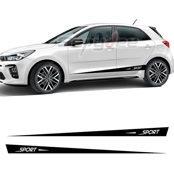 2Pcs Car Door Side Skirt Stripe Sticker Sport Graphics Vinyl Decals For ...