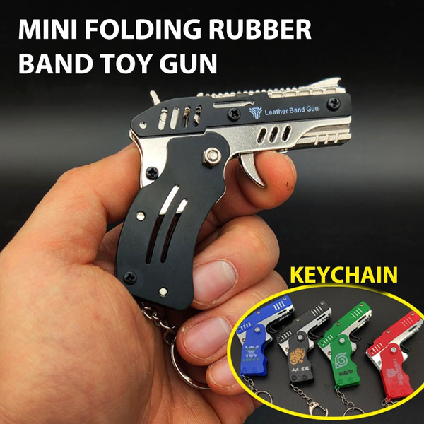 Mini Folding Rubber Band Launcher Hand Pistol Shooting Toy Outdoor Fun ...