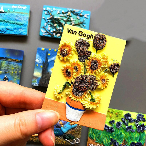 3D Resin Crafts Fridge Magnetic Stickers Refrigerator Magnets Van Gogh ...