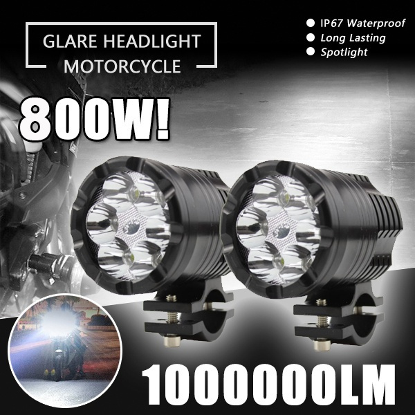New Upgrade 1/2Pcs 800W High-power Motorcycle Spotlight 6LED Strong ...
