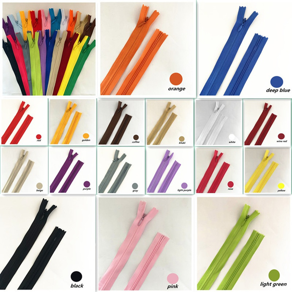10Pcs MIX Nylon Zippers Invisible Close-End Zippers Nylon Coil Zipper ...