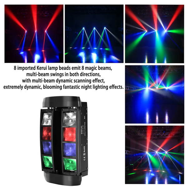 U`King The new 8LED RGBW 4 in 1 color LED mini spider stage light DMX ...