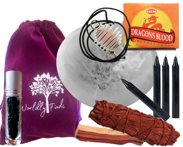 Wiccan Supplies and Tools 11 pc Altar Protection Kit w/ Selenite Bowl ...