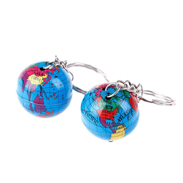 2Pcs World Map Globe Keychain Keyring Jewelry Earth Globe Art Pendant ...