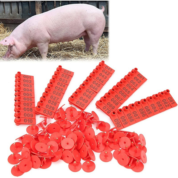 1-100 Number Goat/Sheep/Pig/Cattle Plastic Livestock Ear Tag Sign Farm ...