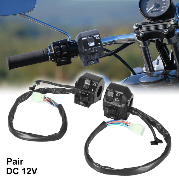 1 Pair DC 12V 7/8" 22mm Universal Aluminum Alloy Motorcycle Handlebar Switch Horn Turn Signal ...