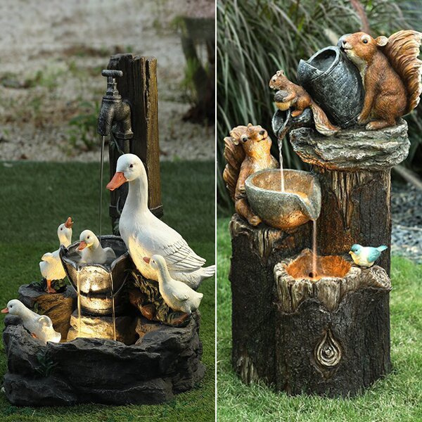 New Garden Statue Animal Water Fountains Resin Sculptures Garden Patio ...