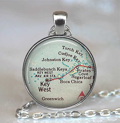 Florida Keys map necklace, Lower Keys, Key West pendant, Florida Keys ...