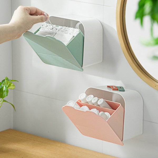 Wall-Mounted Sanitary Napkin Storage Box Cotton Swab Cosmetics Double ...