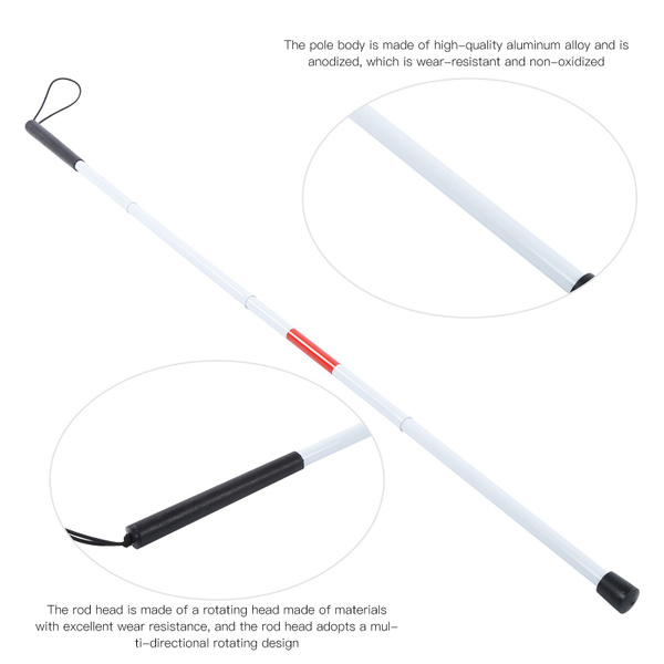 Foldable Cane Collapsible Reflective White and Red Walking Stick for ...