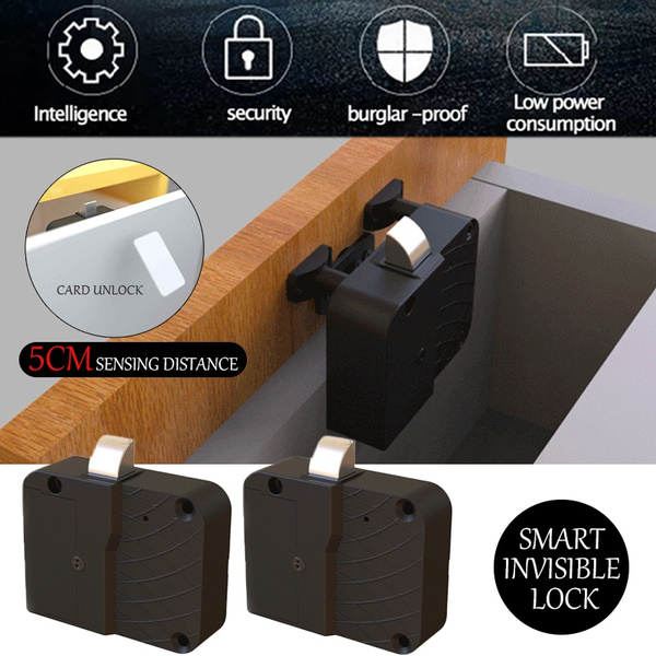 Drawer Lock Free Hole Smart Invisible Cabinet Lock Locker Lock Smart ...