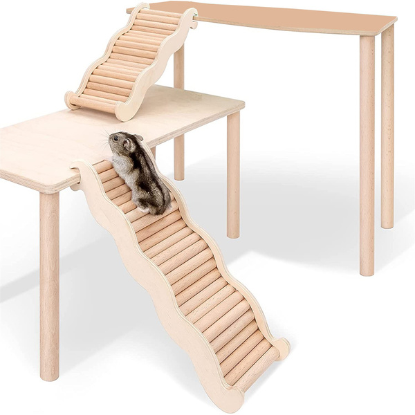 Natural Wood Ladder Toy Climbing Ramp Bridge for Ferrets Chinchillas ...