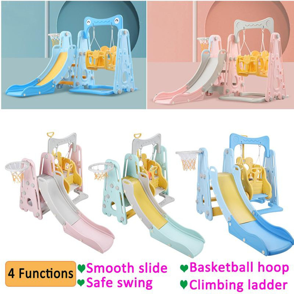 Toddler Slide And Swing Set 4 In 1, Kids Play Climber Slide Playset ...