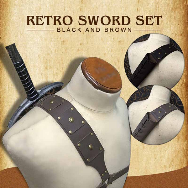 Retro Leather Adjustable Shoulder Back Sword Holder Medieval Armor ...