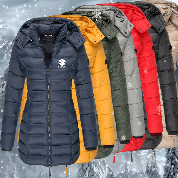 Women Winter Long Coat Thicken Warm Hooded Cotton Padded Puffer Jacket ...