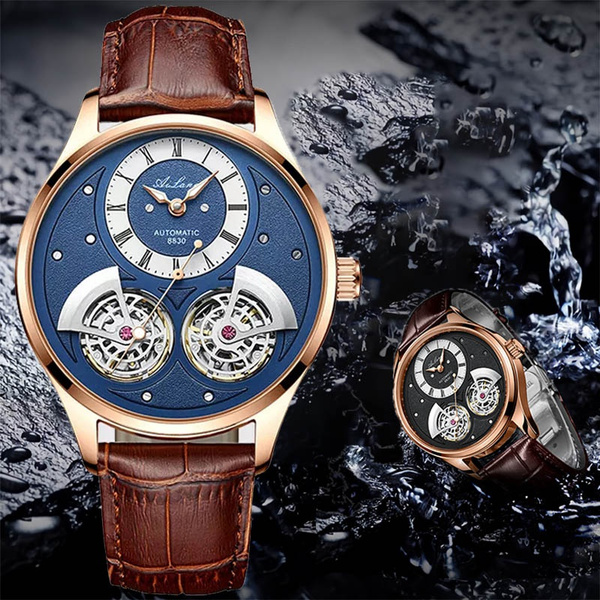 AILANG Brand Men New Automatic Mechanical Watch Double Flywheel Waterproof Steampunk Watch Mens ...