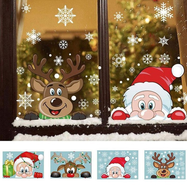 Christmas Cute Stickers Double Sided Static Window Glass Stickers ...
