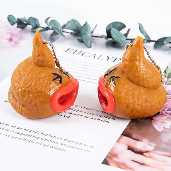 Kids Children Antistress Fidget Toy Keyring Tongue Out Poop Toy Poop ...
