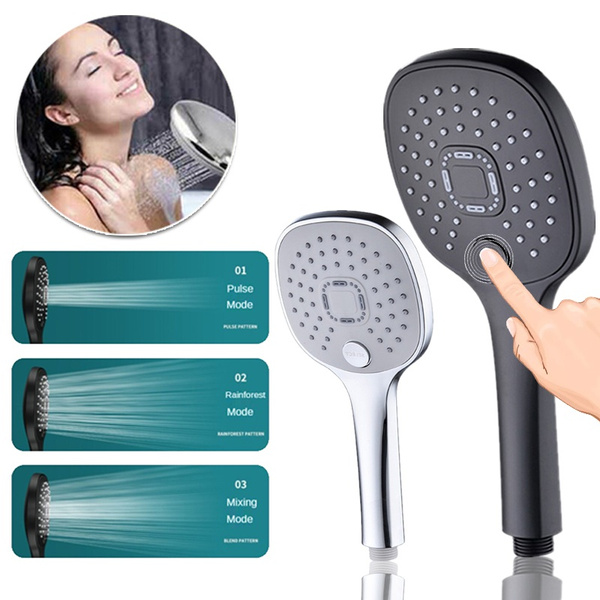 Bathroom Pressurized Rainfall Shower Head 3 Modes Adjustable Rain Spray ...