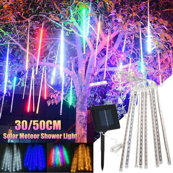8 Tubes Solar Power LED Meteor Shower Rain Light Waterproof Xmas Home ...